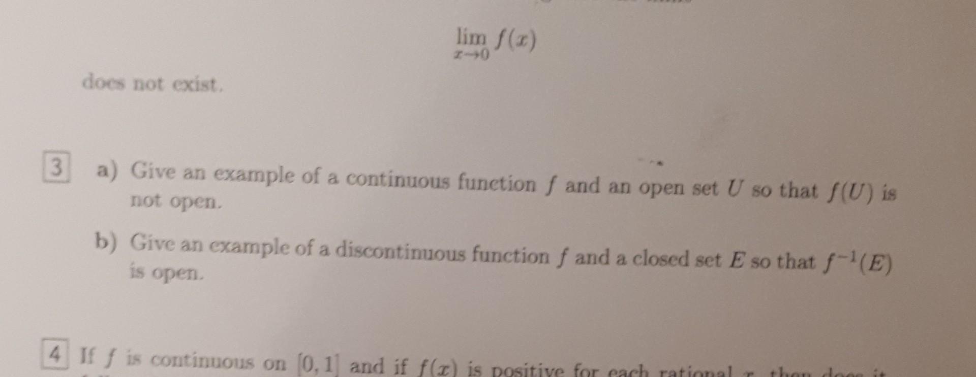 Solved limx→0f(x) does not exist. a) Give an example of a | Chegg.com
