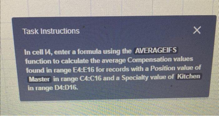 Solved Task Instructions In cell M, enter a formula using | Chegg.com