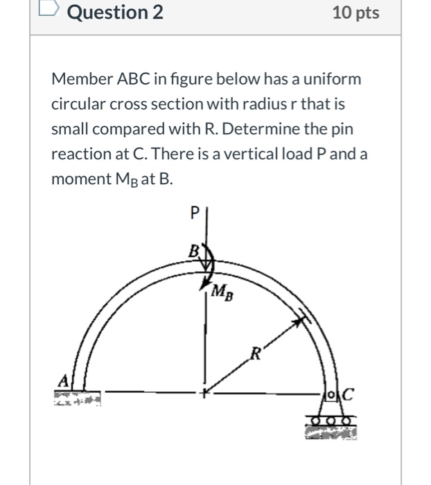 Solved Question 2 10 pts Member ABC in figure below has a | Chegg.com