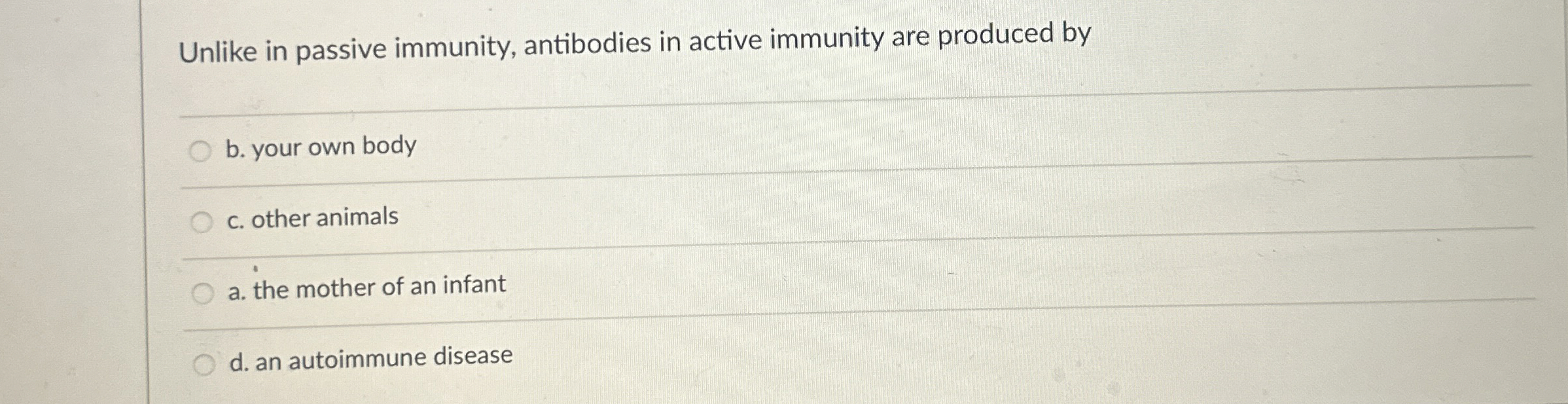 Solved Unlike in passive immunity, antibodies in active | Chegg.com