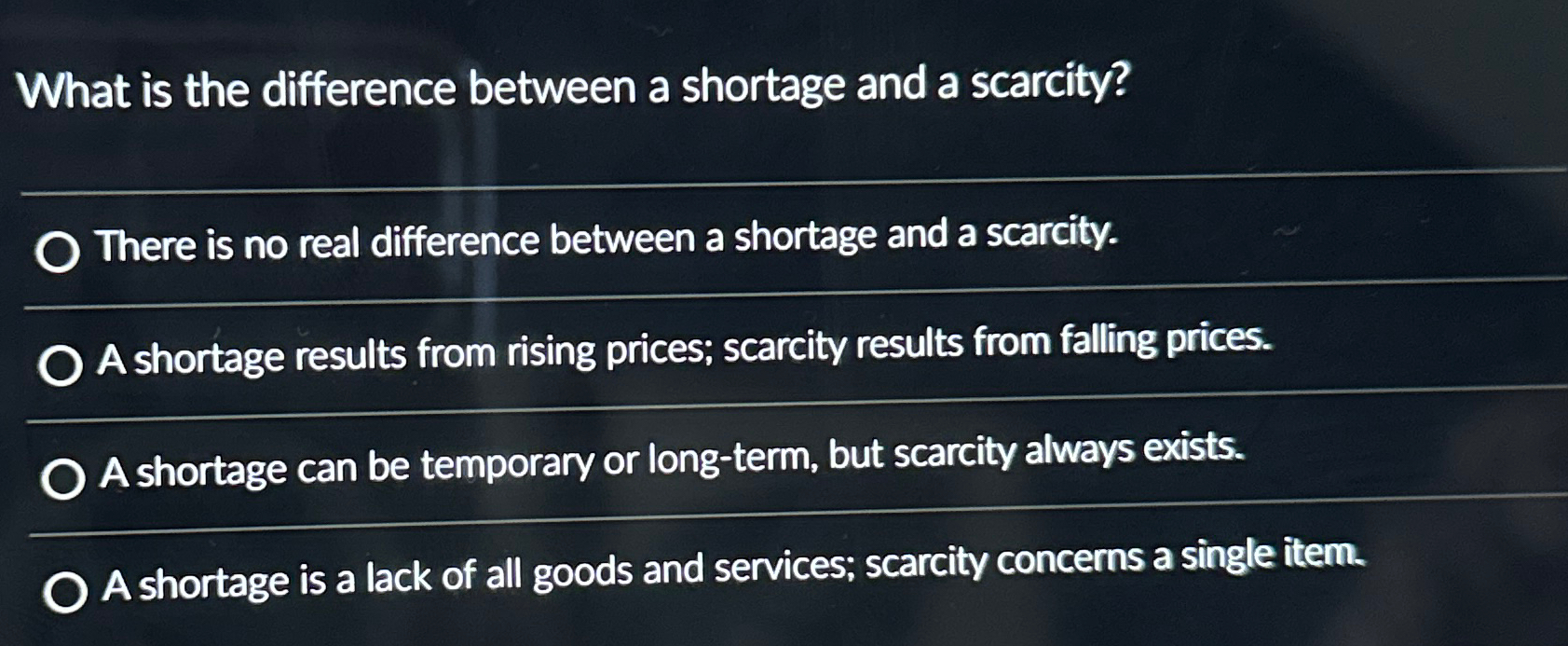 Solved What is the difference between a shortage and a | Chegg.com