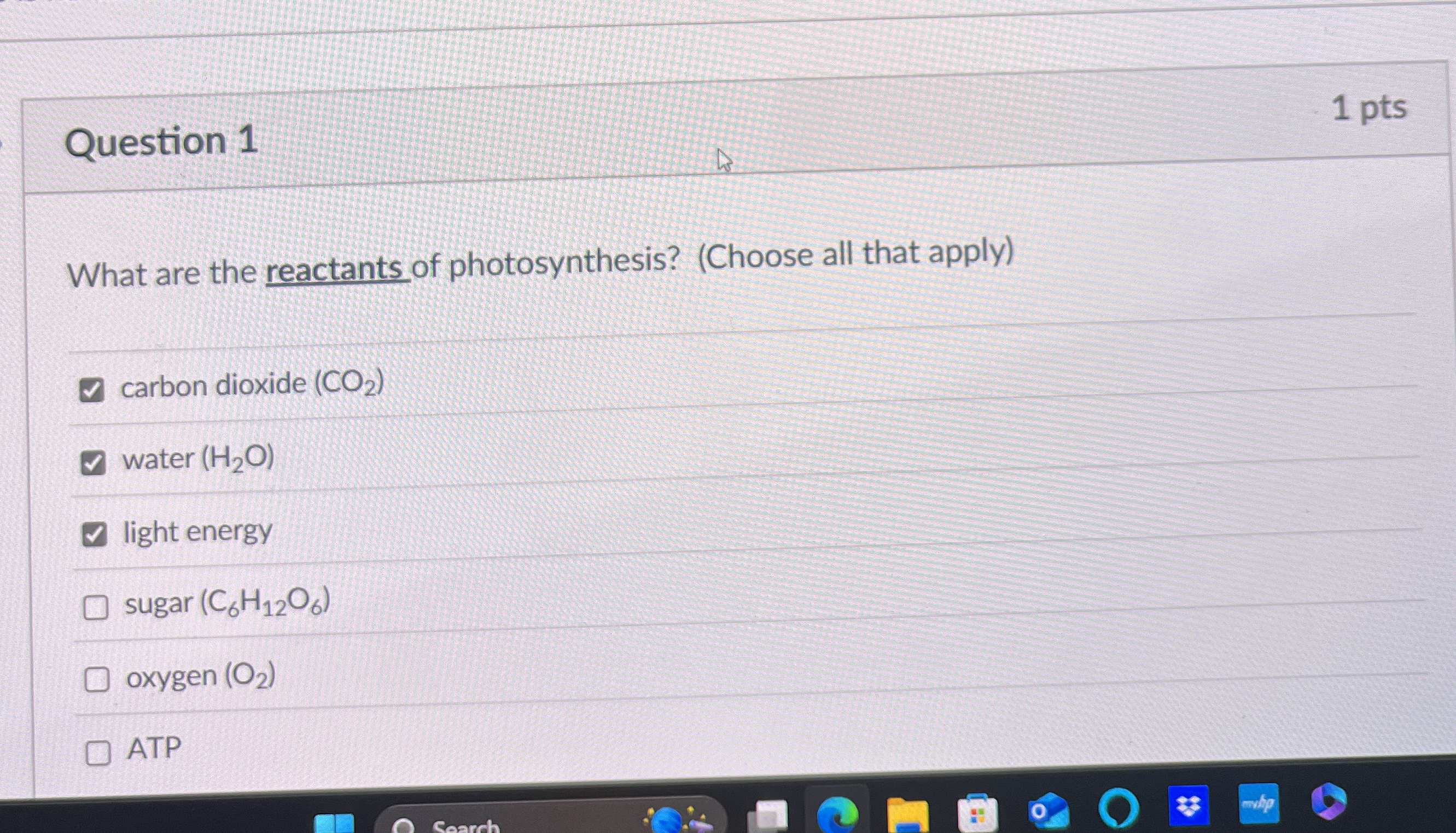 Solved Question 1What are the reactants of photosynthesis? | Chegg.com