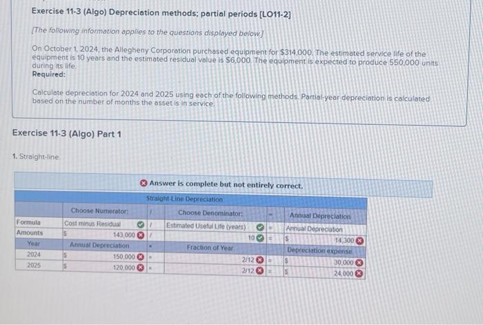 Solved Required informationExercise 11-3 (Algo) Depreciation | Chegg.com