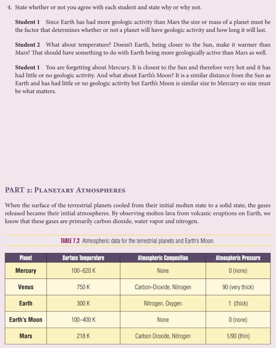Solved FIGuRE 7.15 The Terrestrial Planets Mercury, Venus, | Chegg.com