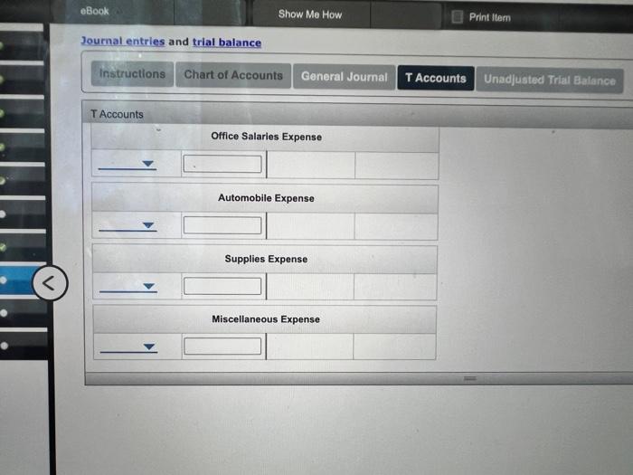 Solved Journal entries and trial balance TAccounts Office | Chegg.com