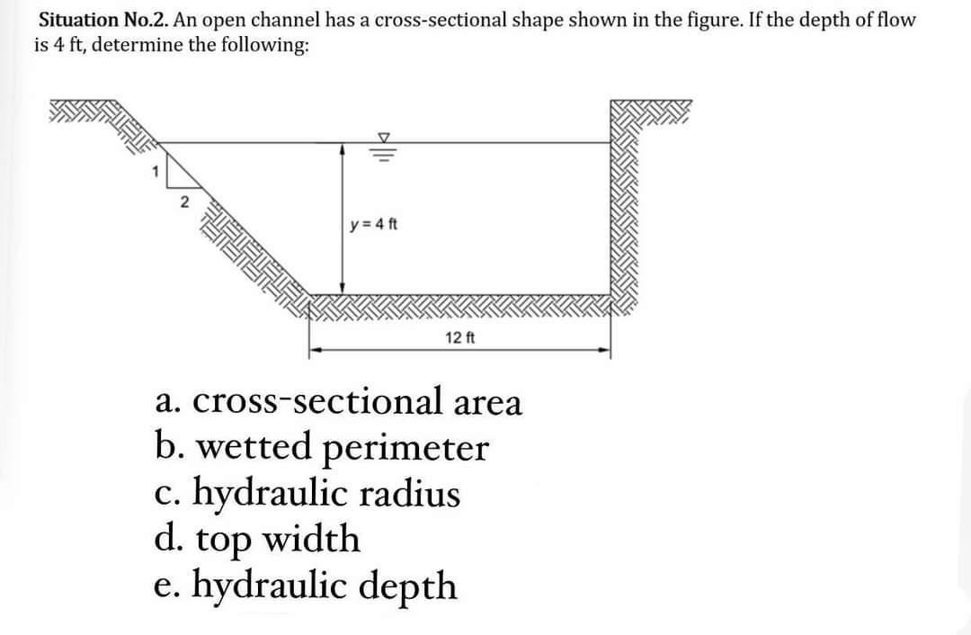 Solved Situation No.2. An open channel has a cross-sectional | Chegg.com