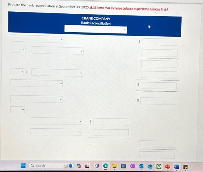Solved Prepare the bank reconciliation at September 30, | Chegg.com
