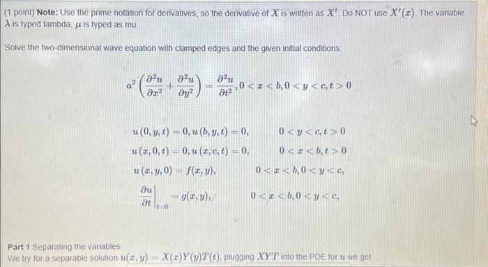 Solved (1 point) Note: Use the prime notation for | Chegg.com