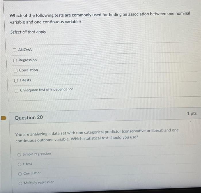 Solved Which of the following tests are commonly used for | Chegg.com