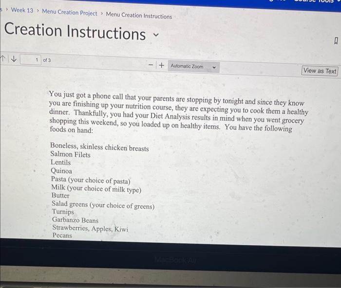 Solved menu creation instructions. create a menu with the | Chegg.com