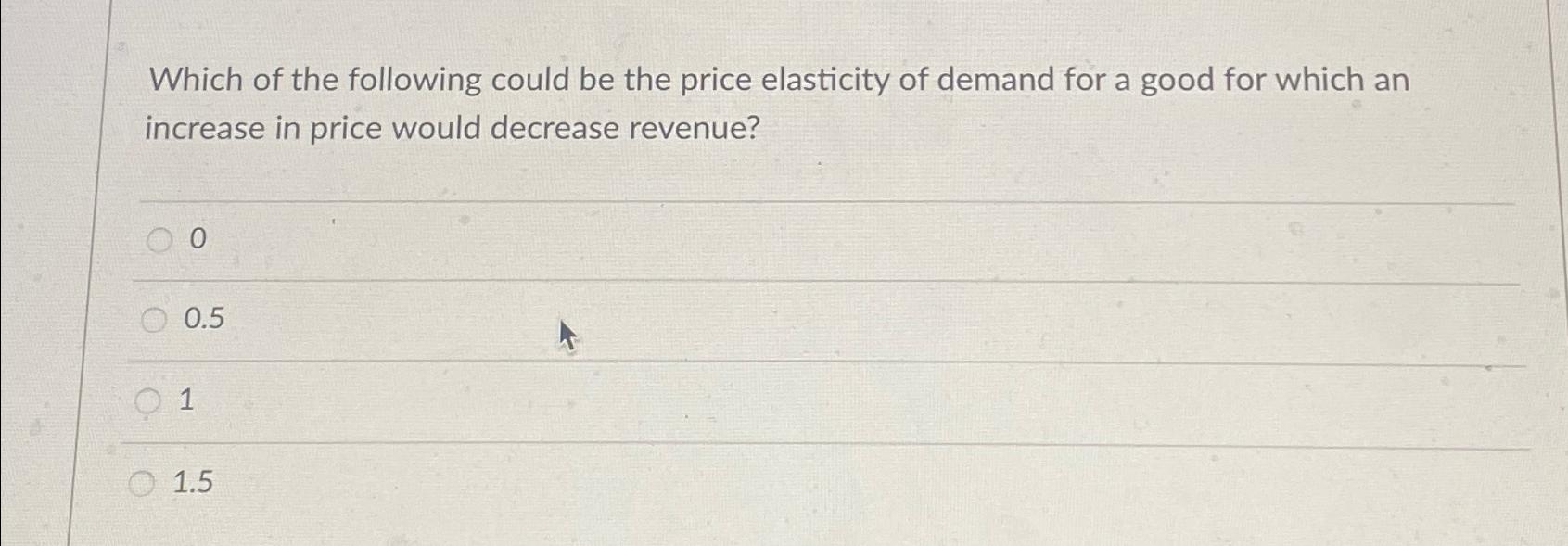 Solved Which of the following could be the price elasticity | Chegg.com