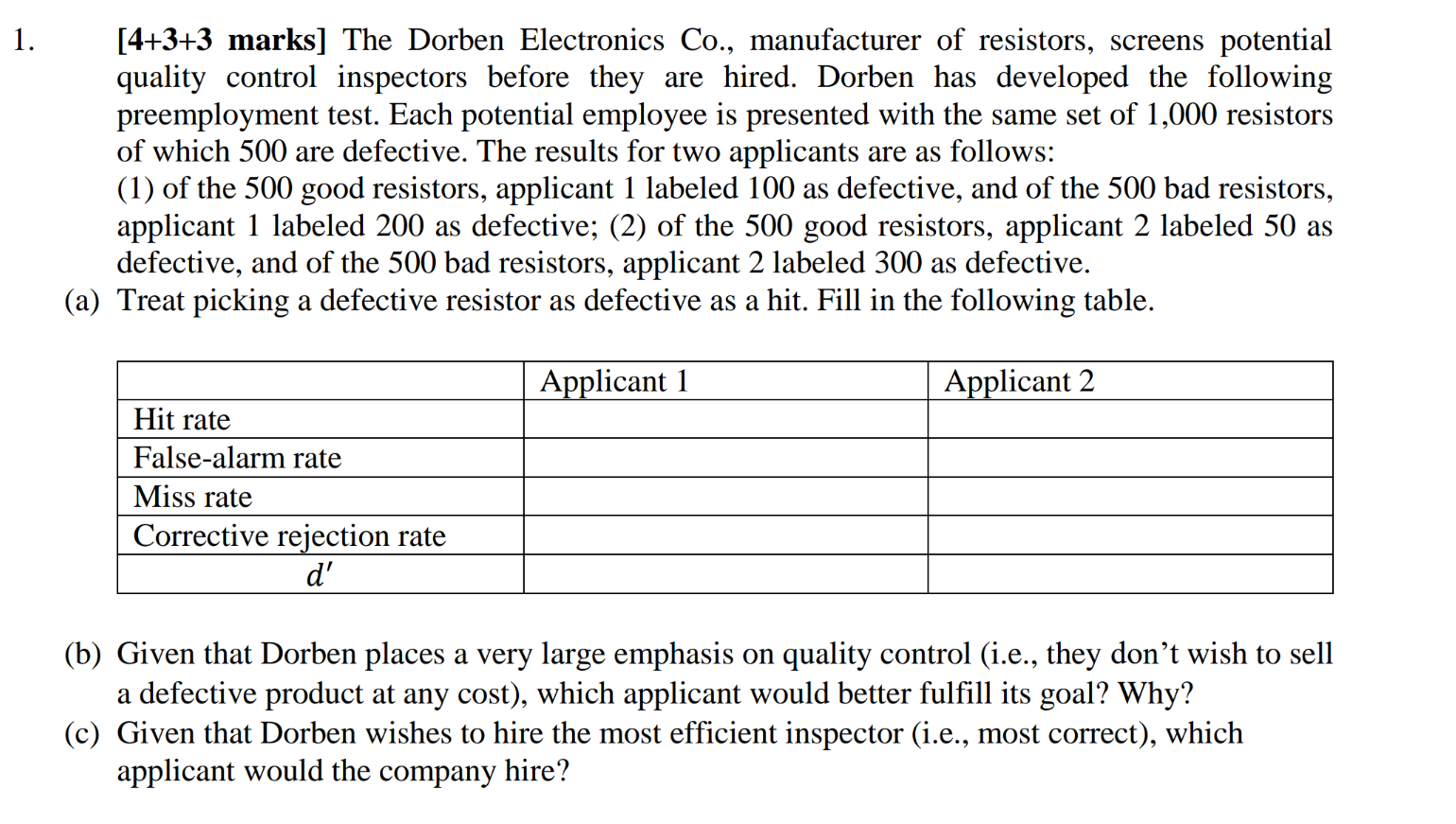 Solved The Dorben Electronics Co., ﻿manufacturer of | Chegg.com