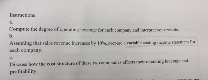 Solved E6.14 Compute degree of operating leverage and | Chegg.com