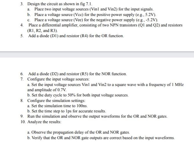 Solved Lab 07 OR/ NOR Gate Implementation using Emitter | Chegg.com