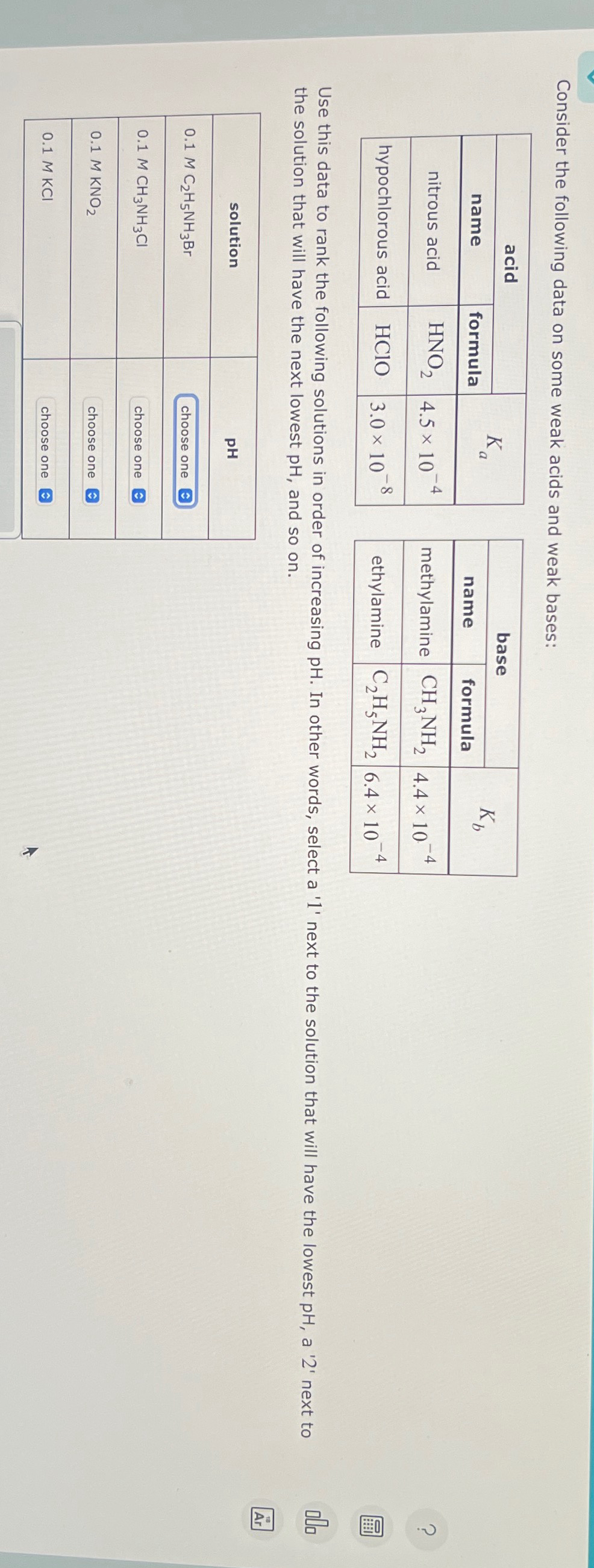 Solved Consider the following data on some weak acids and | Chegg.com