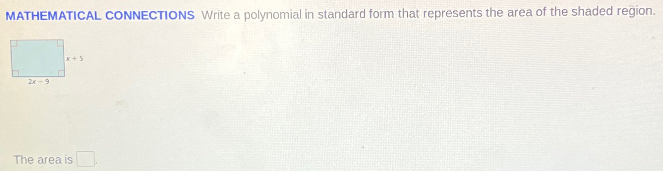 Solved MATHEMATICAL CONNECTIONS Write a polynomial in | Chegg.com