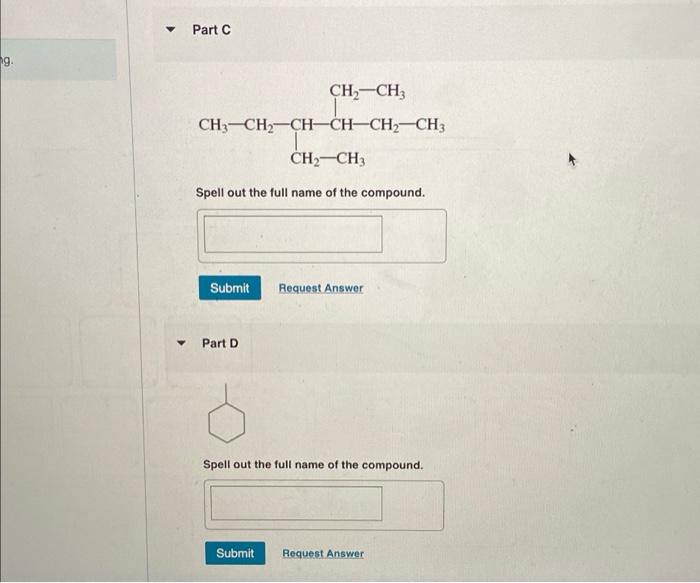 Solved Part A g. CH3 CH3-CH-CH-CH2-CHZ Spell out the full | Chegg.com