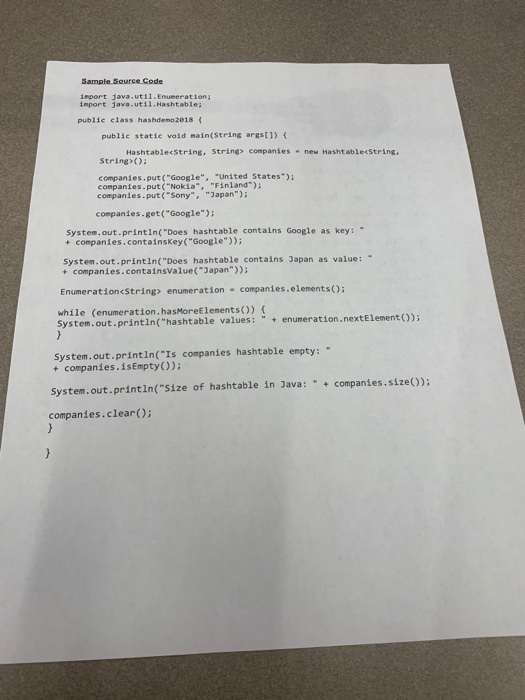 Solved Sample Source Code import java.util. Enumeration: | Chegg.com