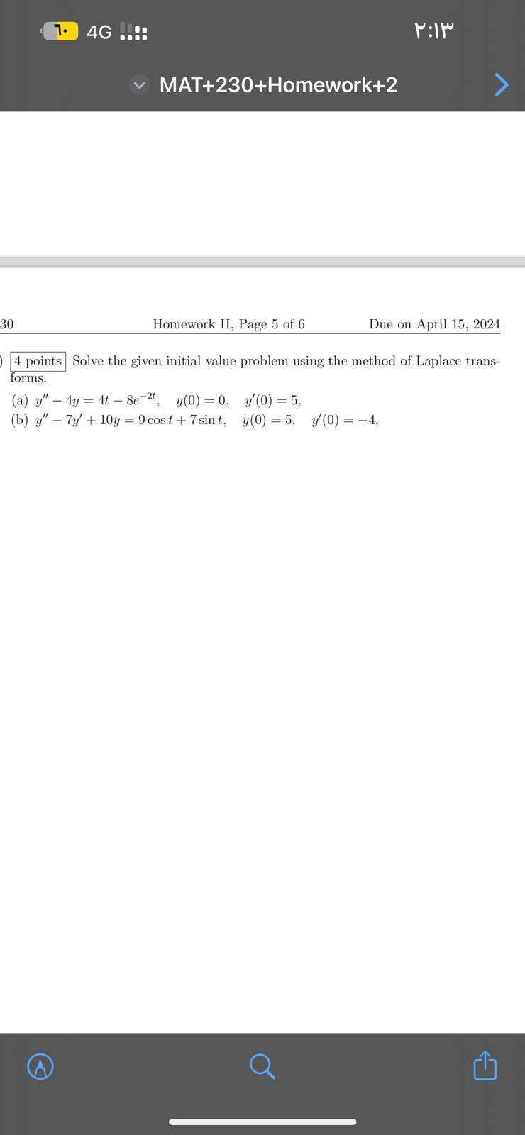 Solved 4 points Solve the given initial value problem using | Chegg.com Solved 4 points Solve the given initial value problem using | Chegg.com