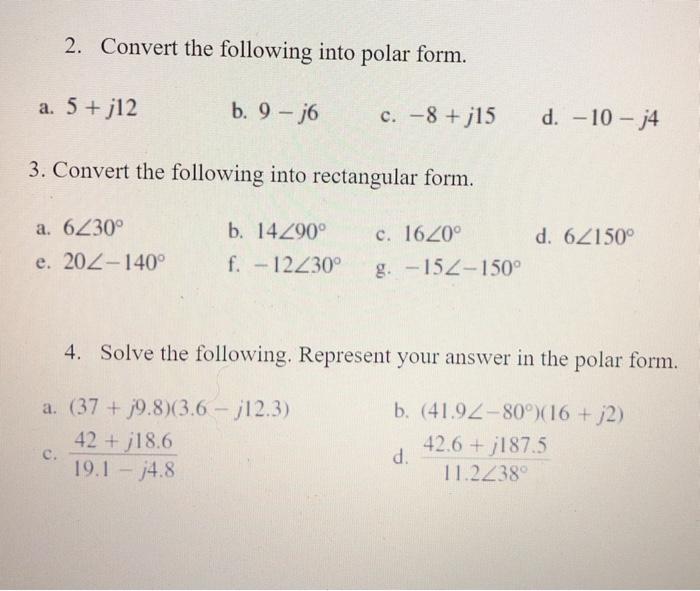 Solved 1. Determine rectangular and polar forms for the | Chegg.com