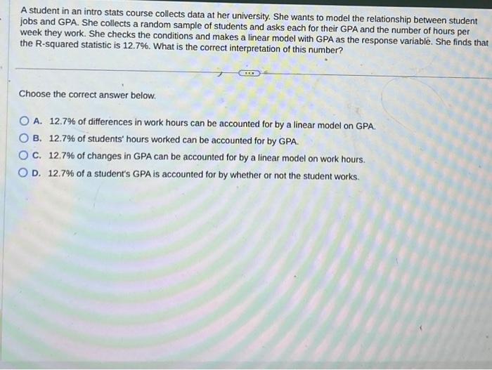 Solved A student in an intro stats course collects data at | Chegg.com