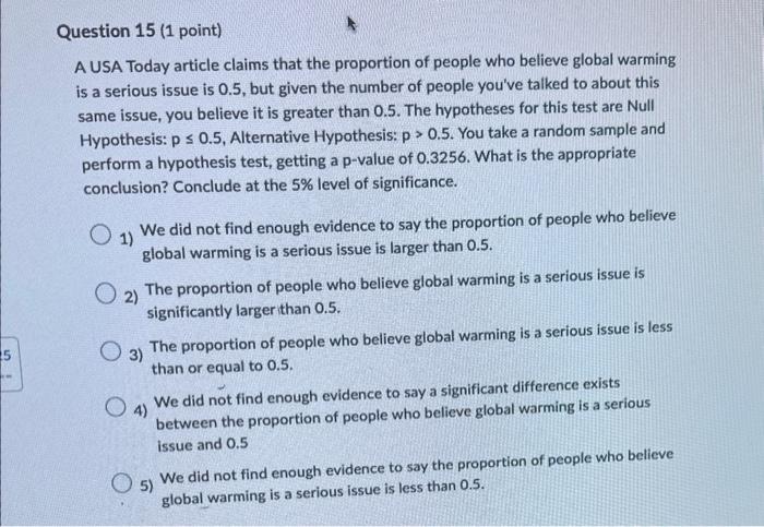 Solved A USA Today article claims that the proportion of | Chegg.com