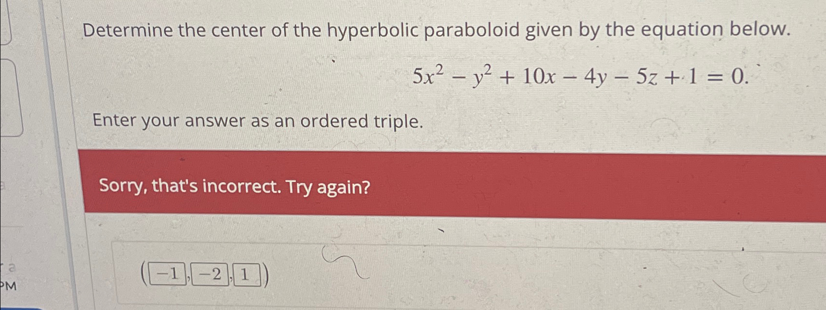 Solved Determine the center of the hyperbolic paraboloid | Chegg.com