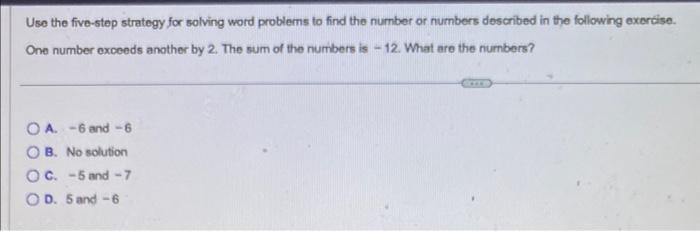 Solved Use the five-step strategy for solving word problems | Chegg.com
