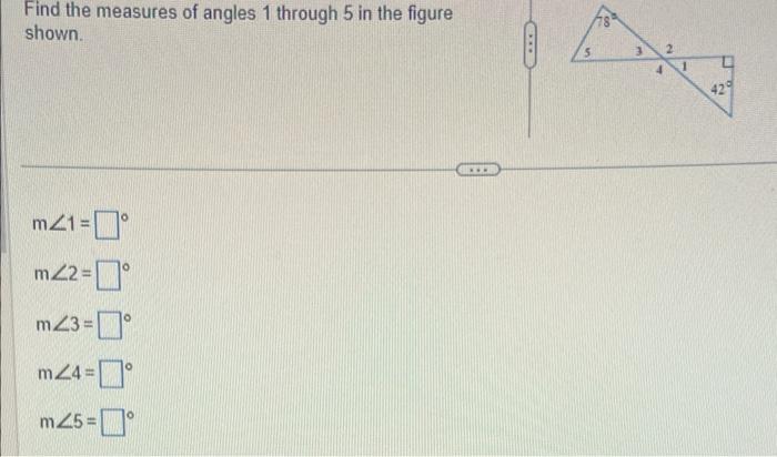 Solved Find the measures of angles 1 through 5 in the figure | Chegg.com