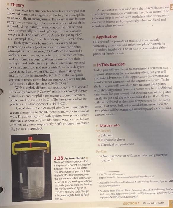 Solved For the anaerobic jar exercise 2−7, what results | Chegg.com