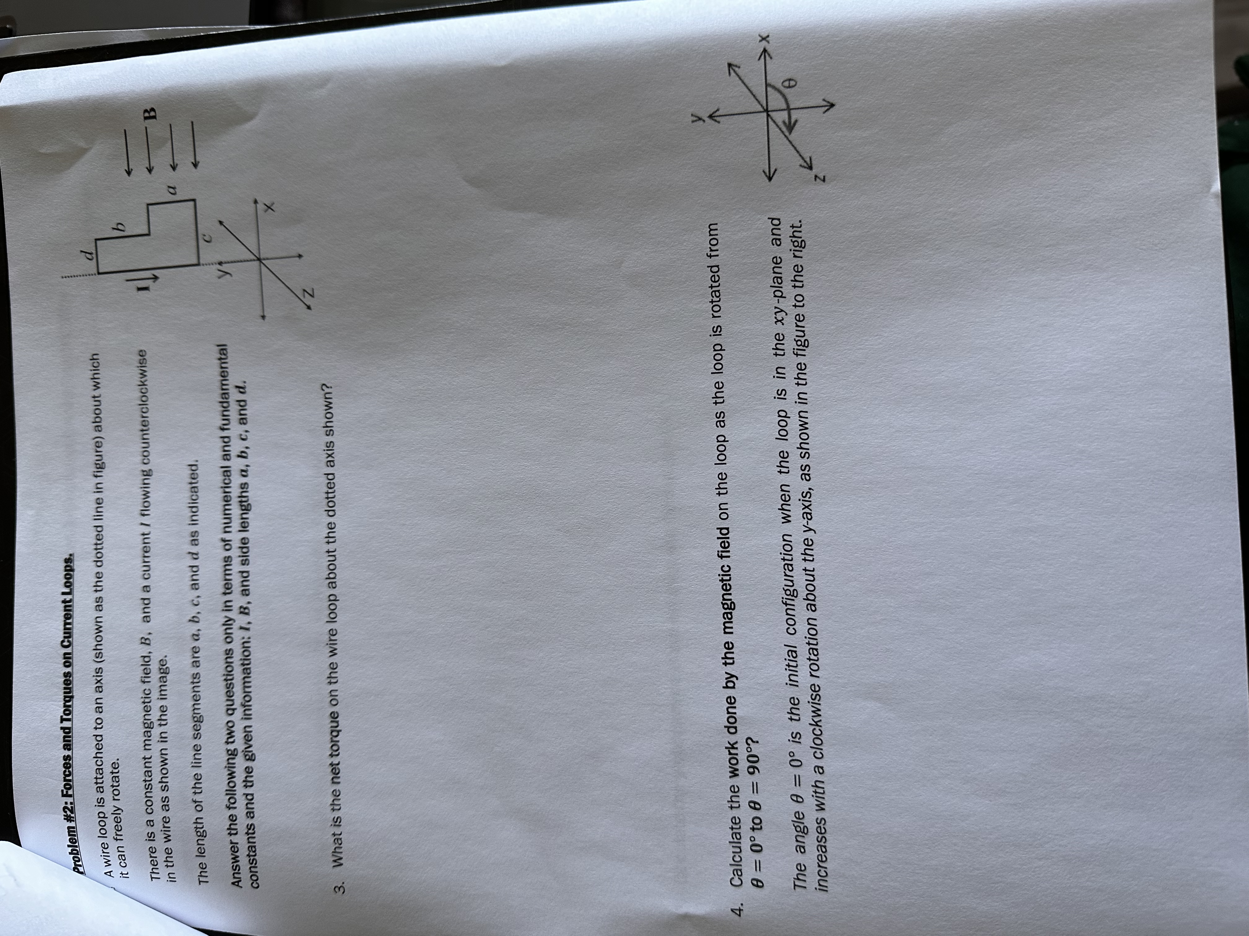 Solved problem #2: Forces and Torques on Cument Loops.A wire | Chegg.com