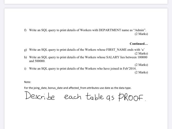 Solved SQL practice exercises Worker WOBRE 001 Monika Arora | Chegg.com