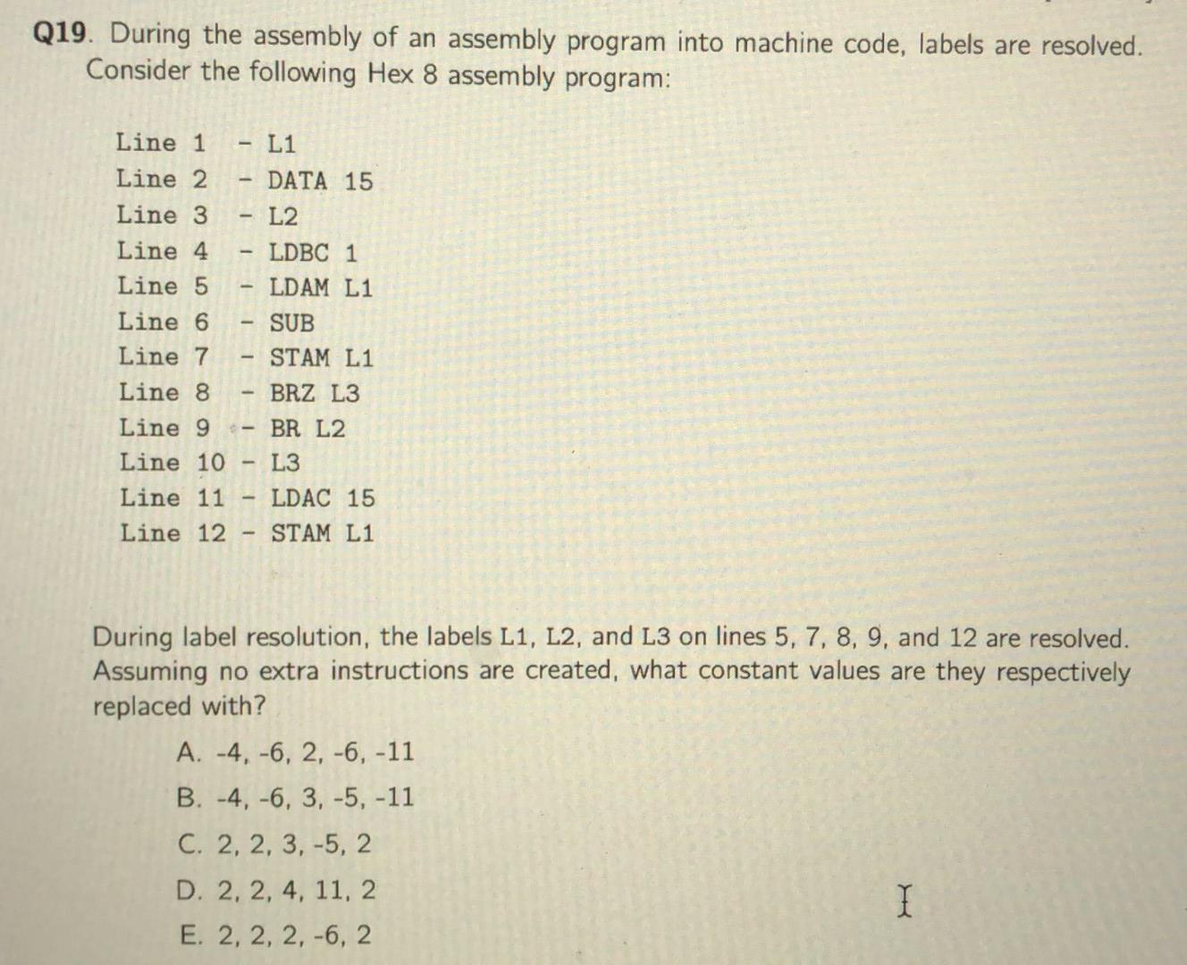Solved 19 During The Assembly Of An Assembly Program Into Chegg
