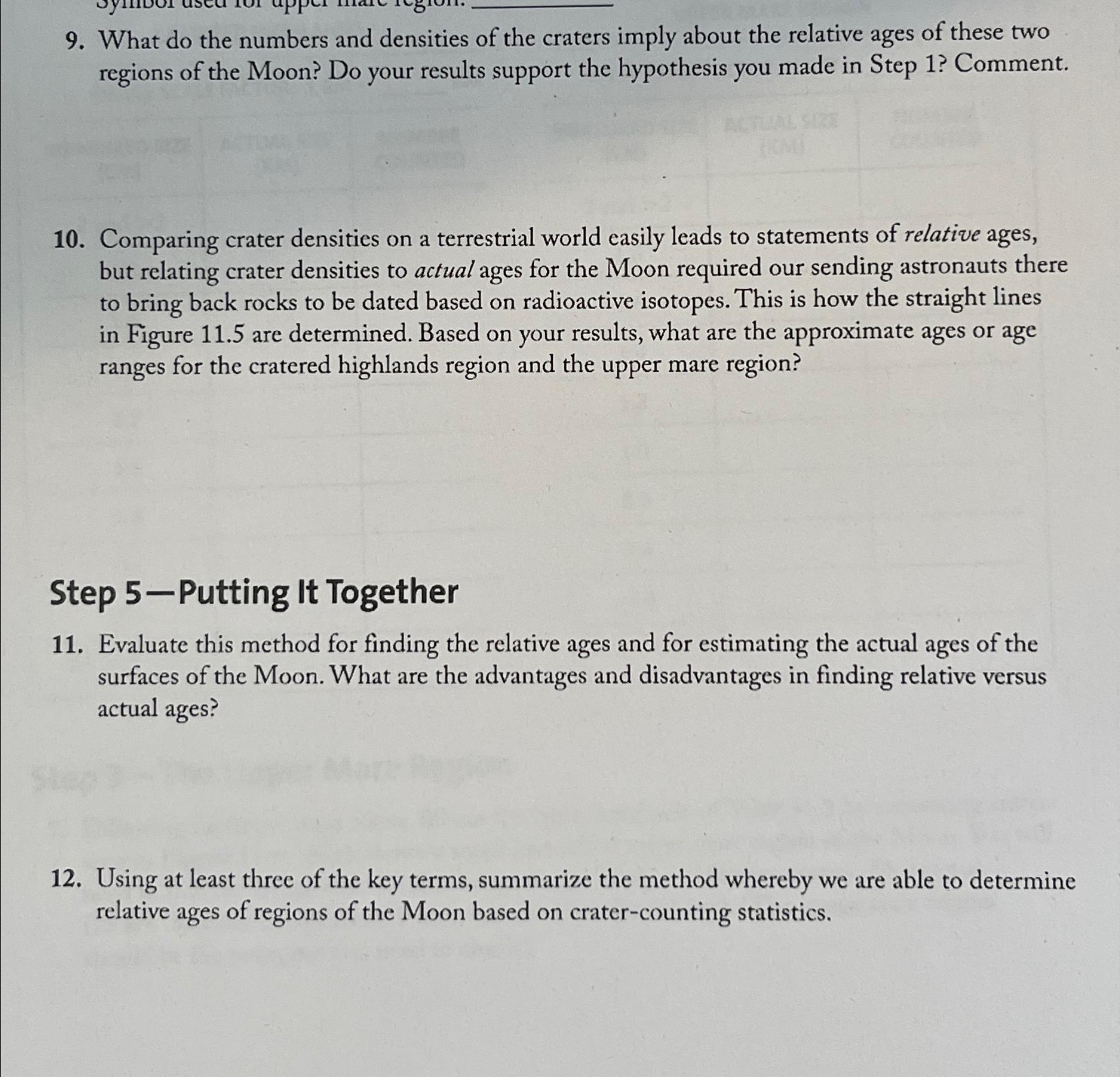 Solved What do the numbers and densities of the craters | Chegg.com