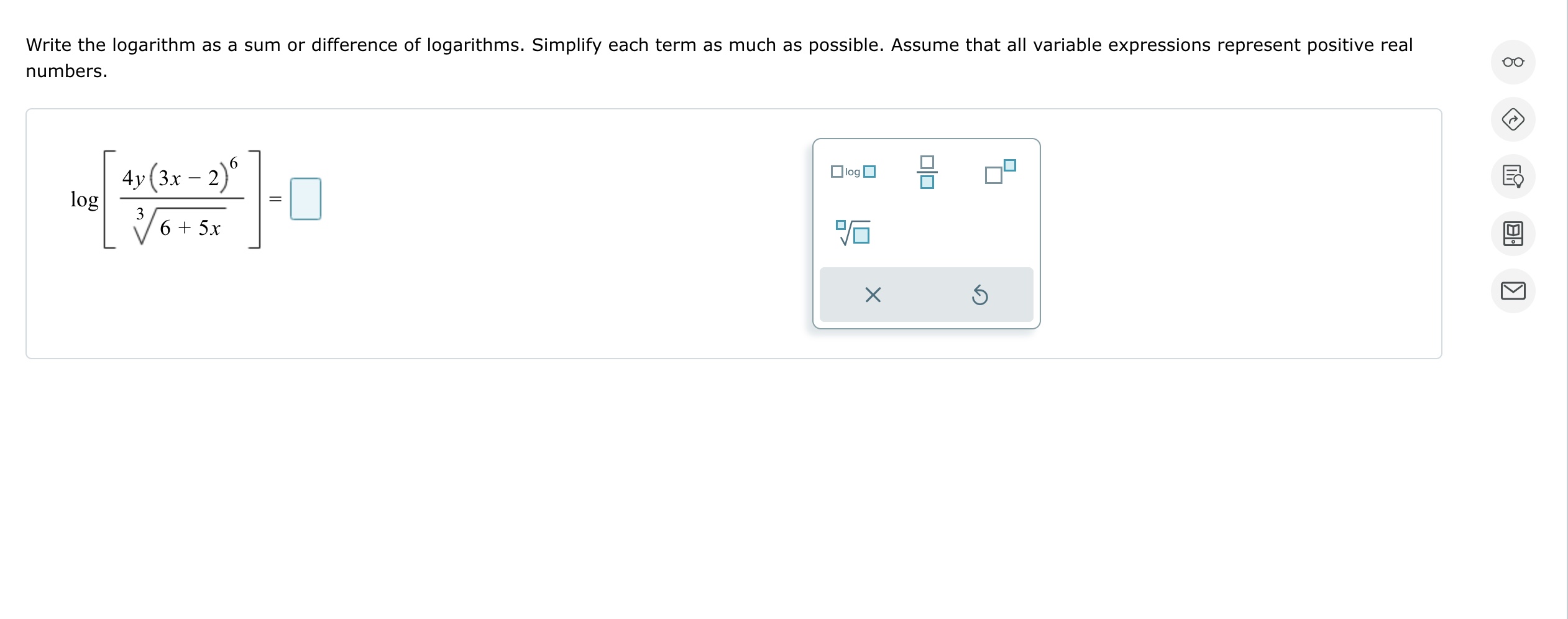 Solved Write the logarithm as a sum or difference of | Chegg.com