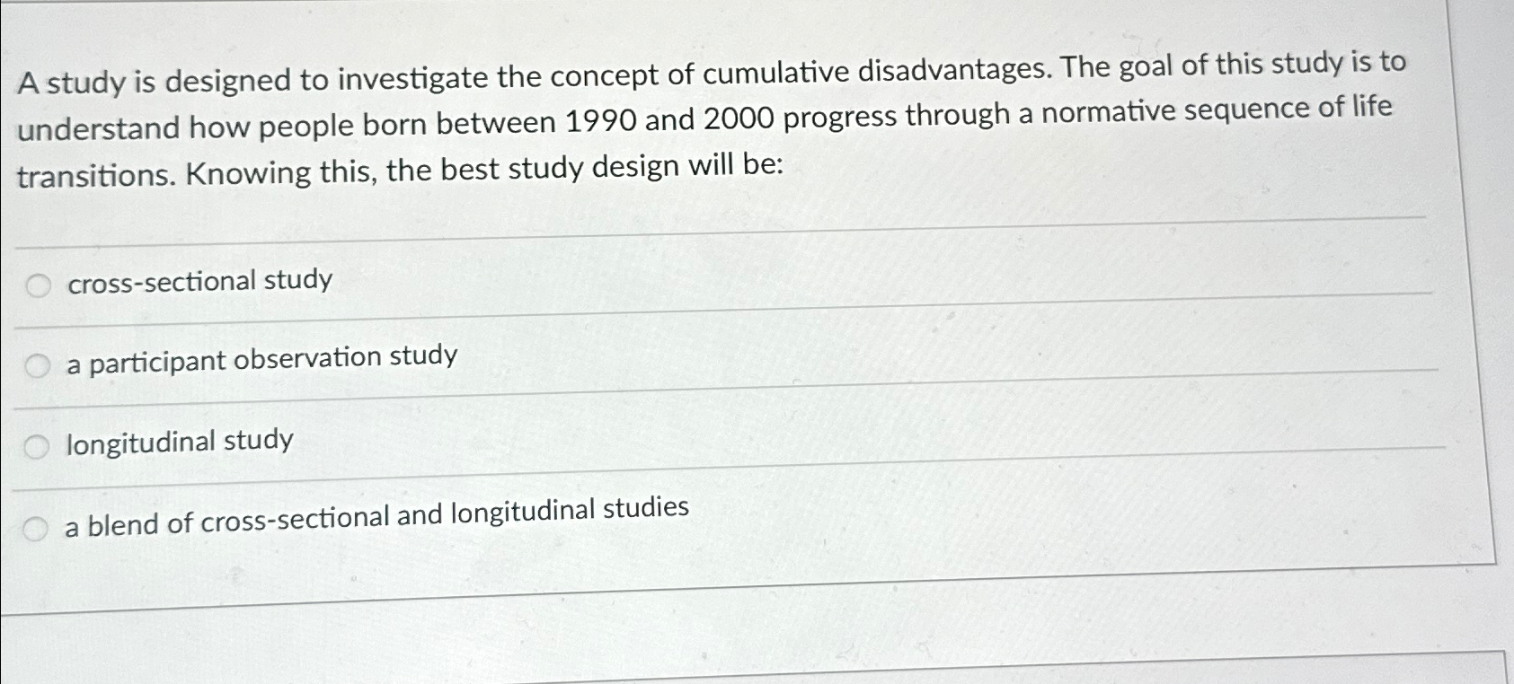 Solved A study is designed to investigate the concept of | Chegg.com