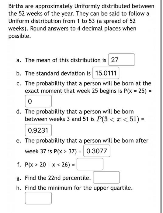 Solved Births are approximately Uniformly distributed | Chegg.com