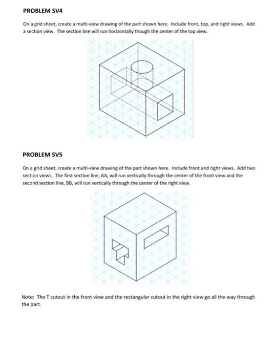 Solved On a grid sheet, create a multi-view drawing of the | Chegg.com