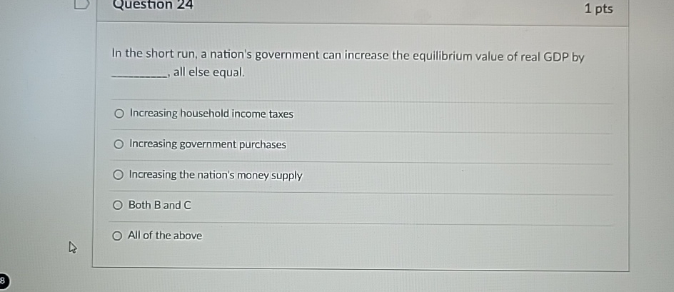 Solved Question 241 ﻿ptsIn the short run, a nation's | Chegg.com