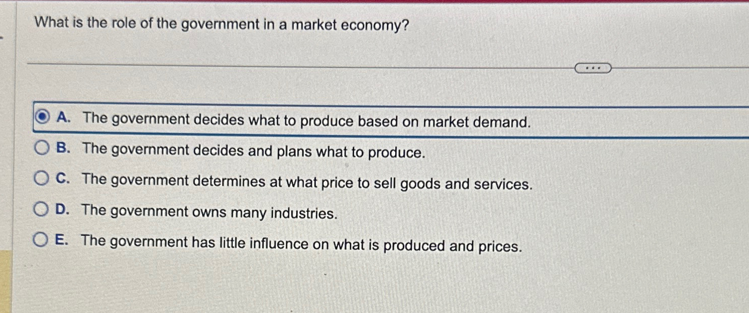 Solved What is the role of the government in a market | Chegg.com