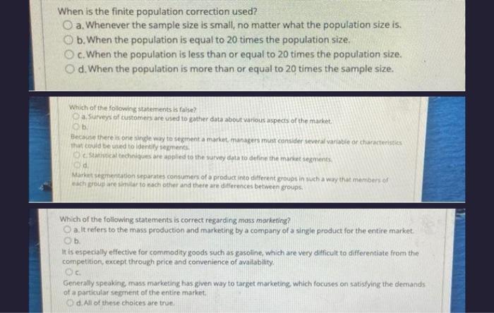 Solved When Is The Finite Population Correction Used A