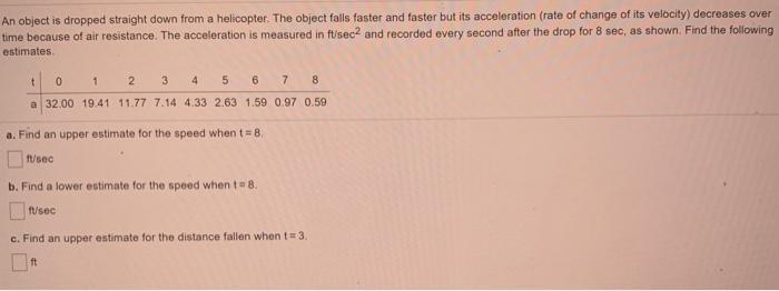 Solved An object is dropped straight down from a helicopter. | Chegg.com