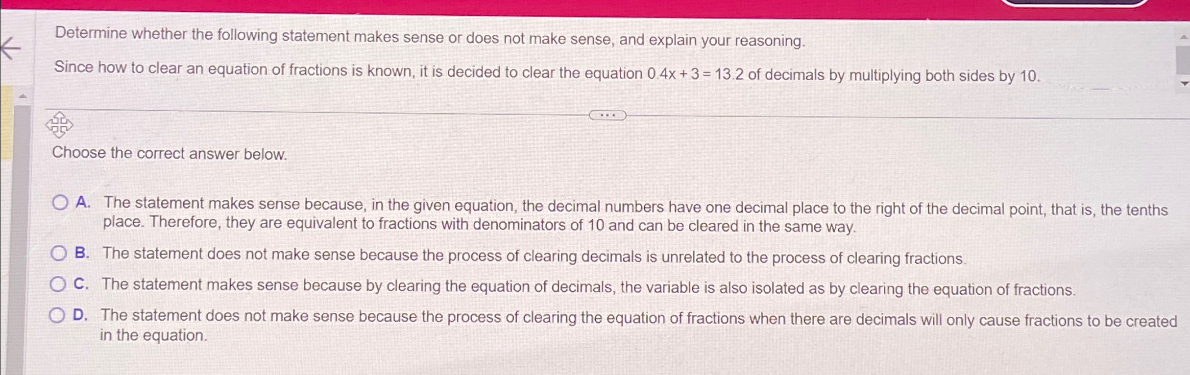Solved Determine whether the following statement makes sense | Chegg.com