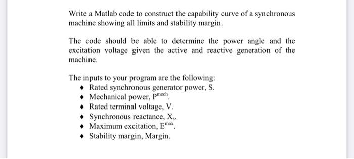 Write a Matlab code to construct the capability curve | Chegg.com