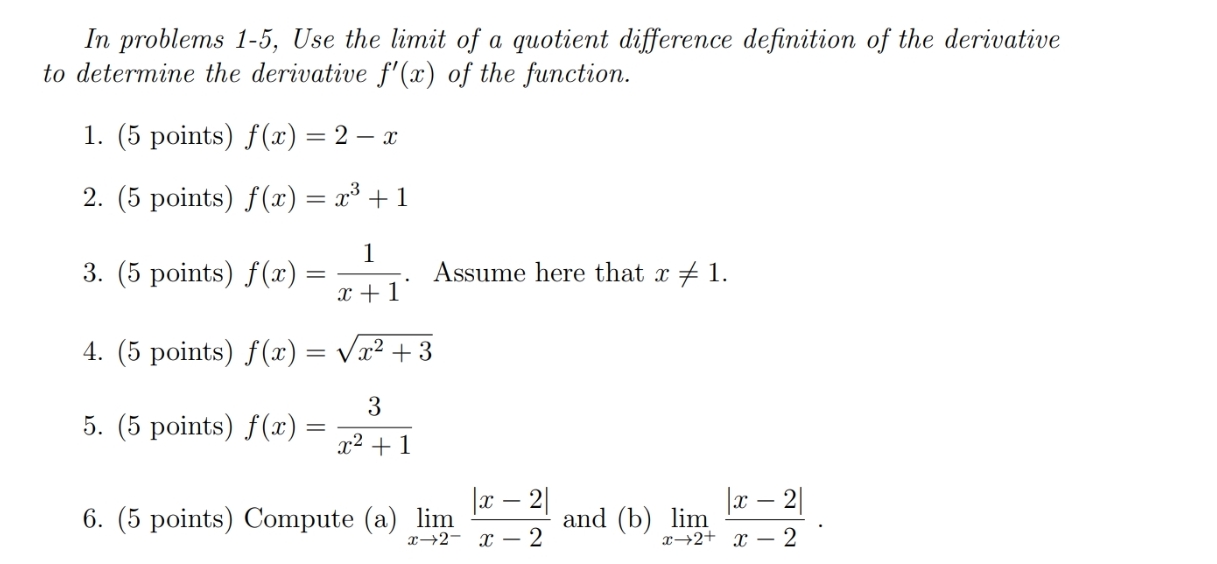 Solved In problems 1-5, ﻿Use the limit of a quotient | Chegg.com