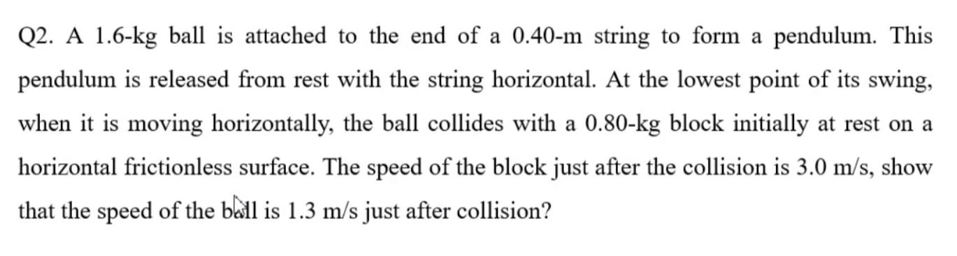 Q2. ﻿A 1.6-kg ﻿ball is attached to the end of a | Chegg.com