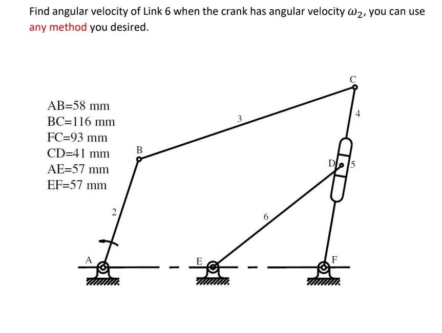 Solved Find angular velocity of Link 6 when the crank has | Chegg.com