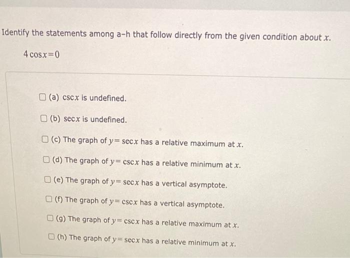 Solved Identify The Statements Among A H That Follow 