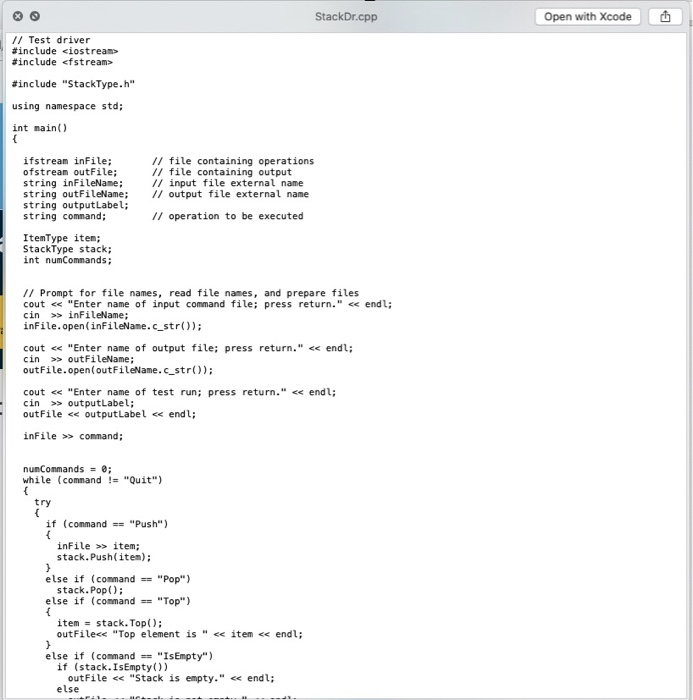 Programming Project Stack and Queue In this project, | Chegg.com