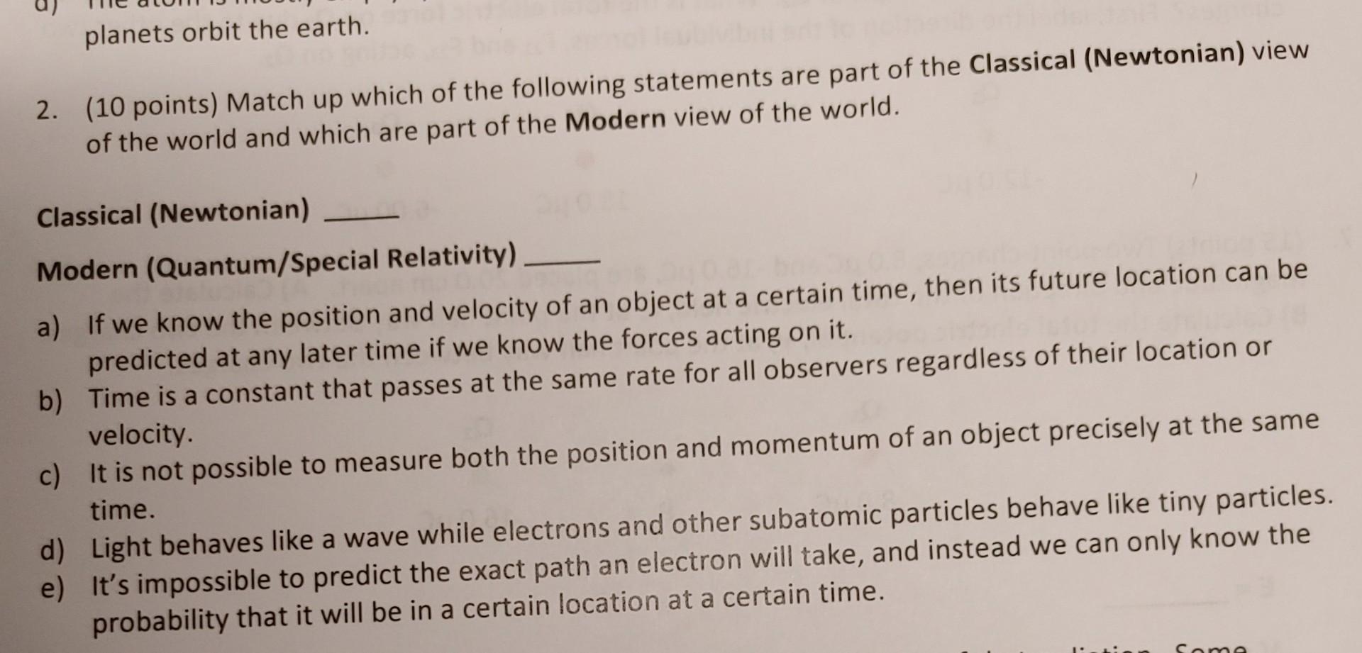 Solved match up which of the following statement are part of | Chegg.com